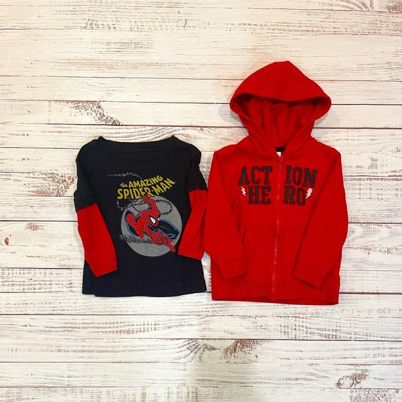 Marvel | Jackets & Coats | Spiderman Superhero Hooded Jacket And Tee ...